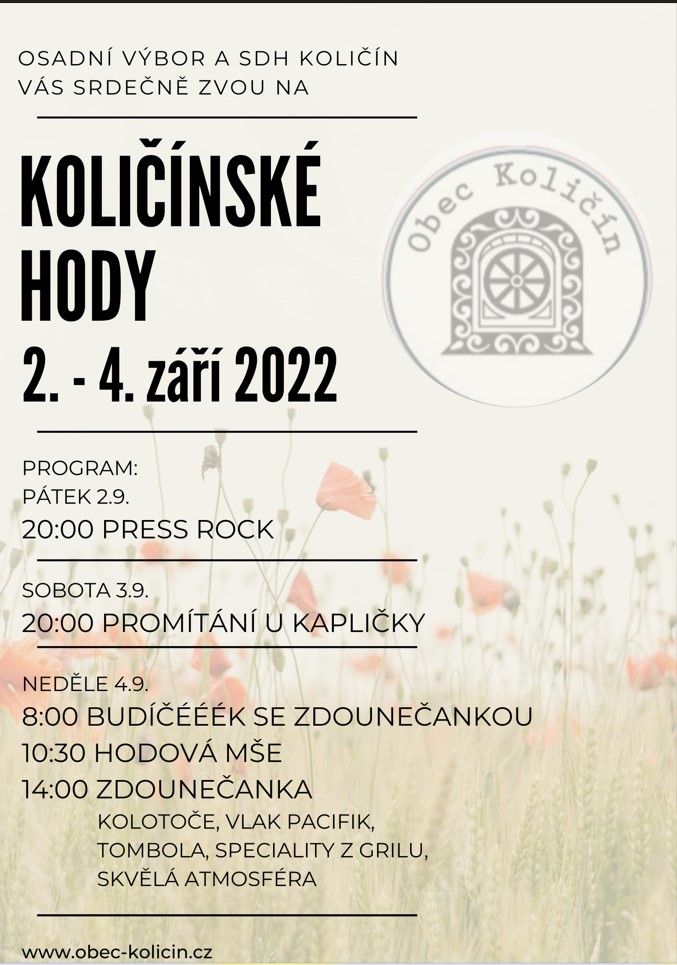 Pozvánka na Količínské hody :: Obec Količín